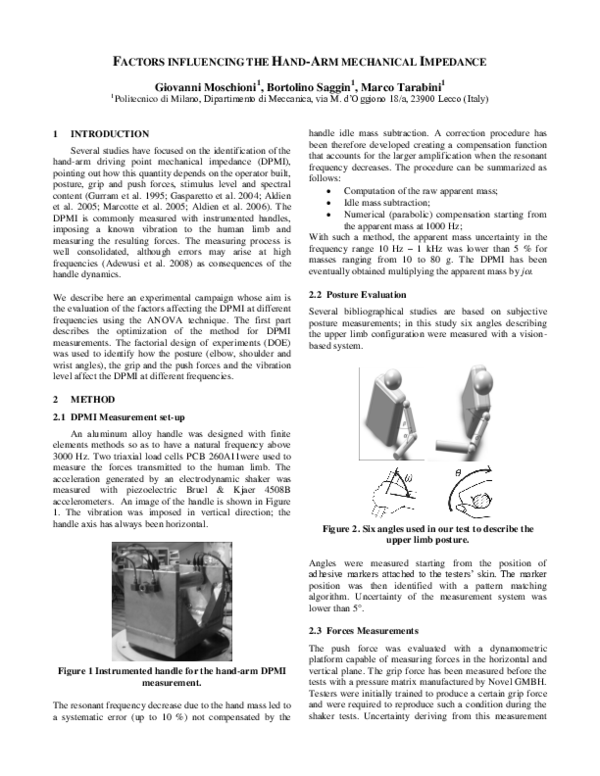 (PDF) Factors influencing the hand-arm mechanical impedance