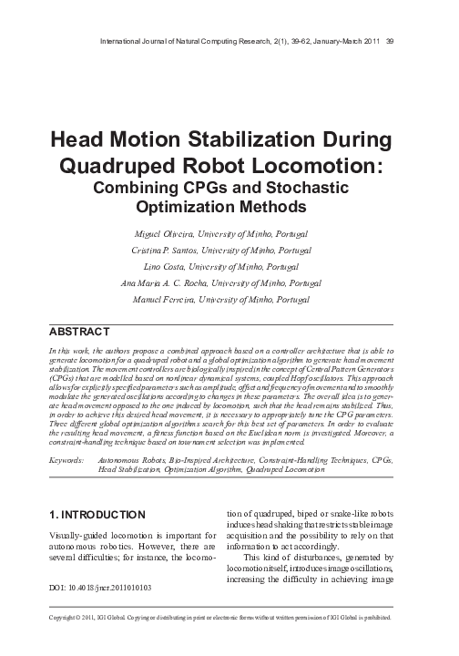 (PDF) Head Motion Stabilization During Quadruped Robot Locomotion