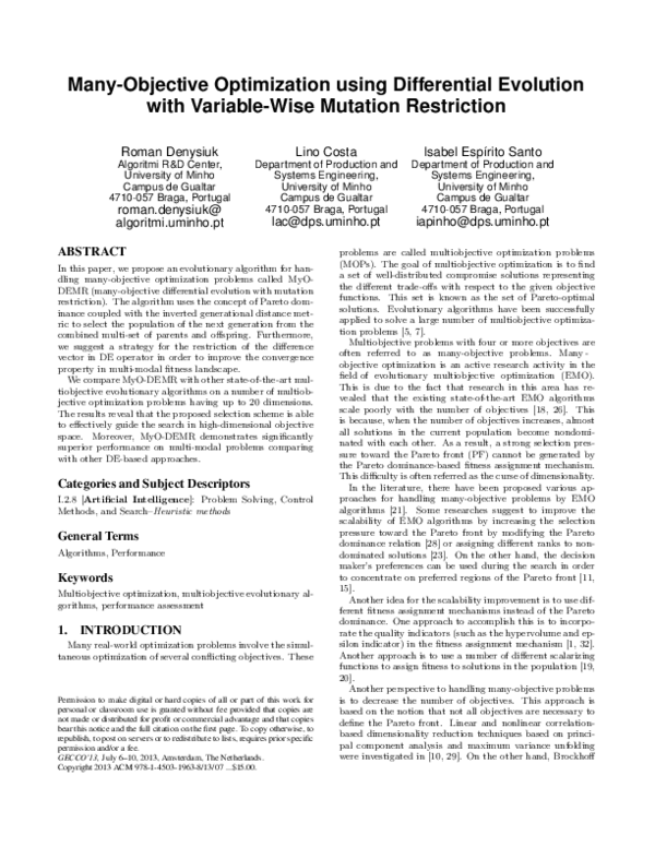 (PDF) Many-objective optimization using differential evolution with variable-wise mutation ...