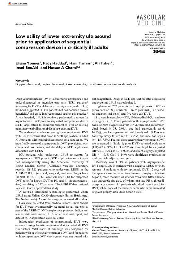 (PDF) Low utility of lower extremity ultrasound prior to application of ...