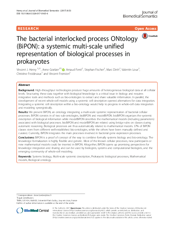 (PDF) The bacterial interlocked process ONtology (BiPON): a systemic ...