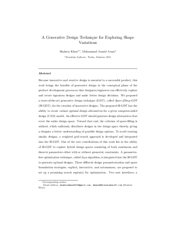 (PDF) A generative design technique for exploring shape variations