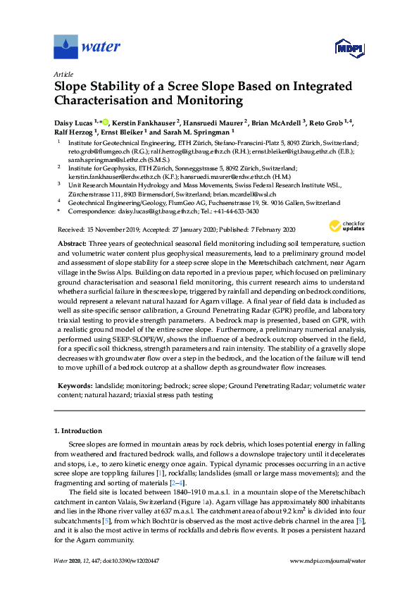 (PDF) Slope Stability of a Scree Slope Based on Integrated ...
