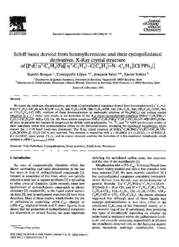(PDF) Schiff bases derived from benzoylferrocene and their ...