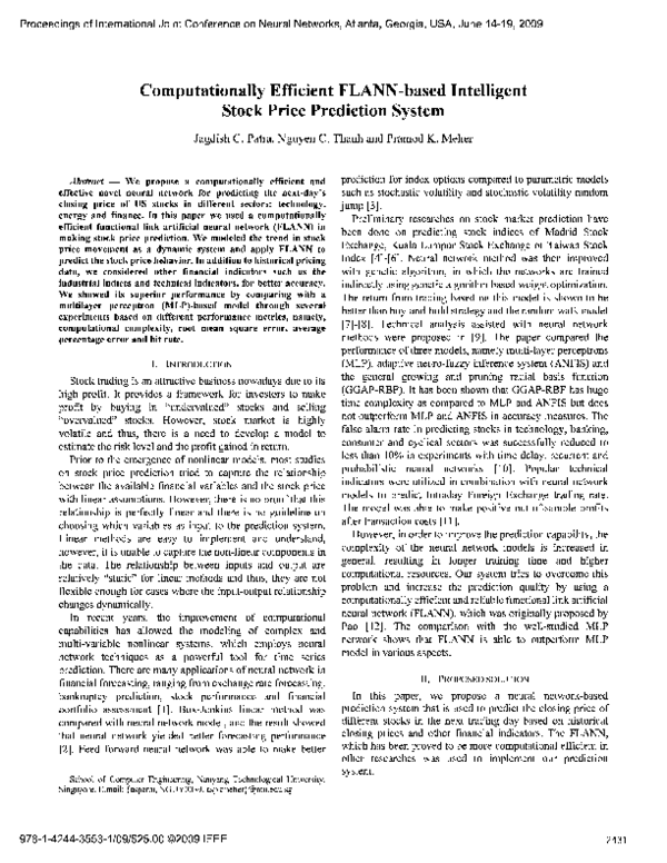 (PDF) Computationally efficient FLANN-based intelligent stock price prediction system