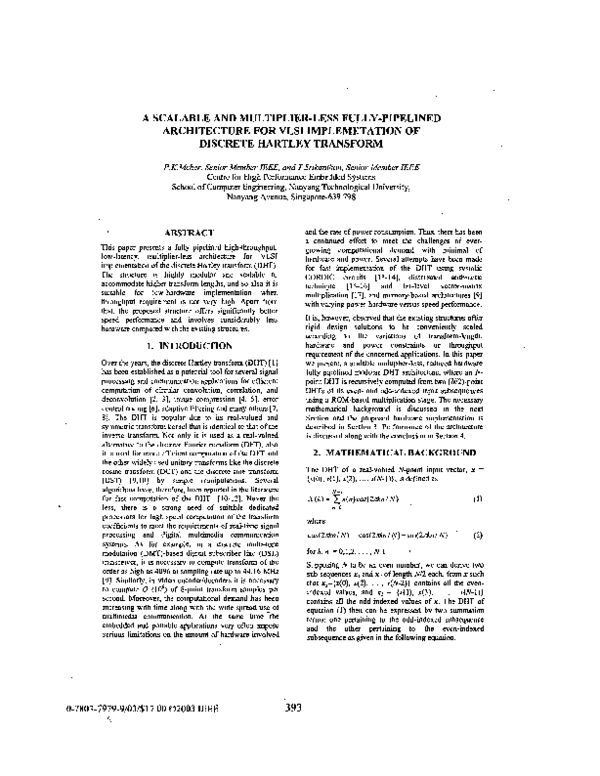 (PDF) A scalable and multiplier-less fully-pipelined architecture for VLSI implemetation of ...
