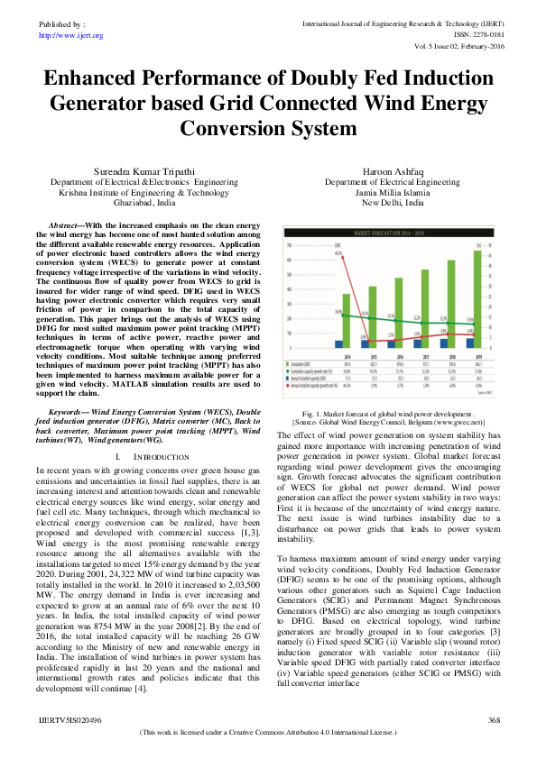 Pdf Enhanced Performance Of Doubly Fed Induction Generator Based Grid Connected Wind Energy