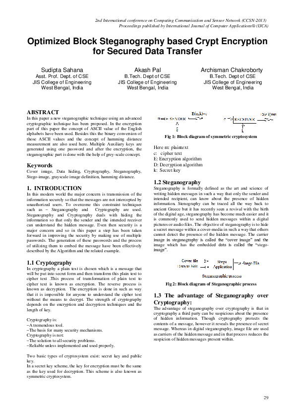 (PDF) Optimized Block Steganography based Crypt Encryption for Secured Data Transfer
