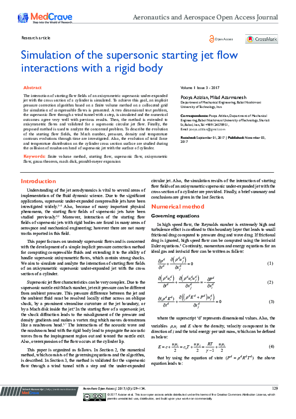 (PDF) Simulation of the Supersonic Starting Jet Flow Interactions with ...