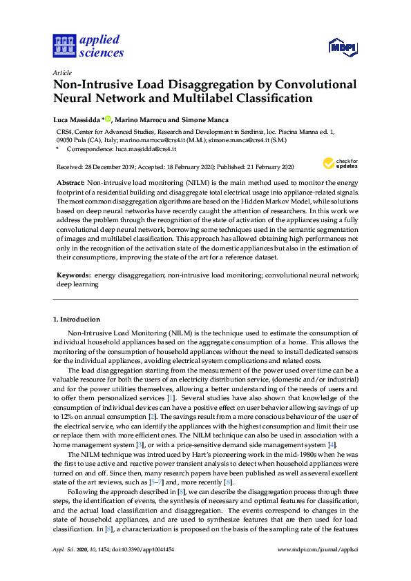 Pdf Non Intrusive Load Disaggregation By Convolutional Neural Network And Multilabel
