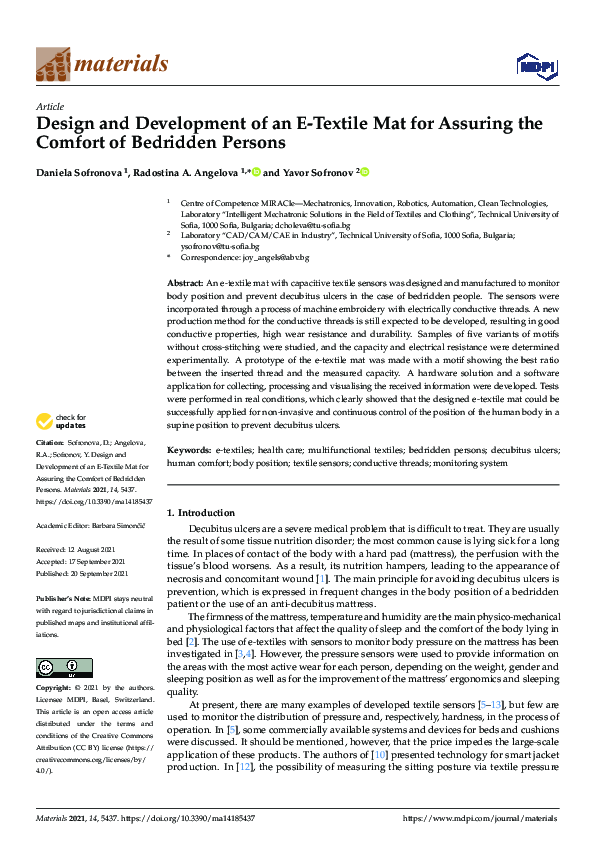 (PDF) Design and Development of an E-Textile Mat for Assuring the ...