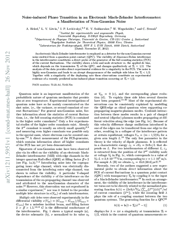 (PDF) Noise-Induced Phase Transition in the Electronic Mach-Zehnder Interferometer