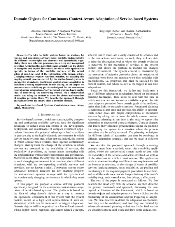 (PDF) Context-Aware Adaptation for Service Systems