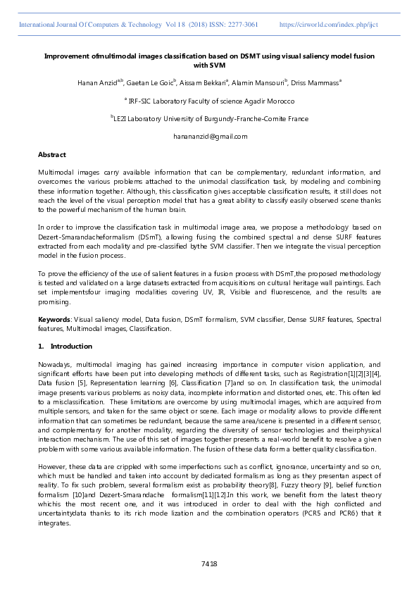 Pdf Improvement Of Multimodal Images Classification Based On Dsmt