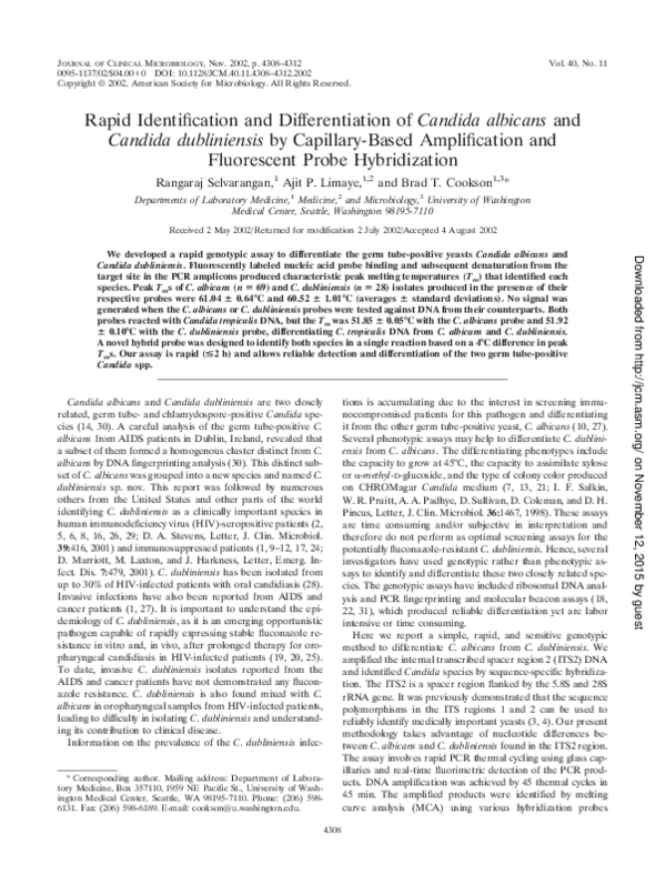(PDF) Rapid identification and differentiation of clinical isolates of ...