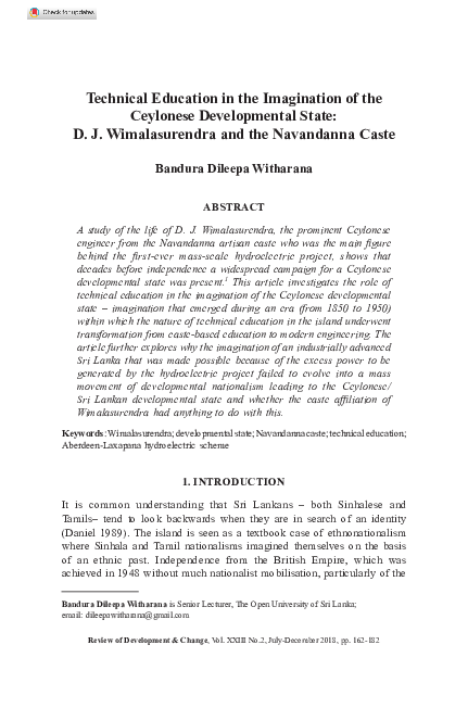 (PDF) Technical Education in the Imagination of the Ceylonese ...