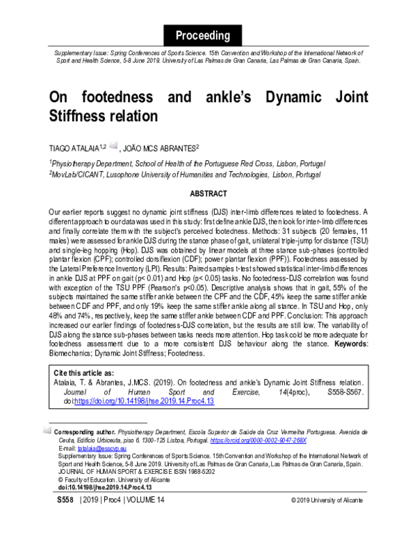 (PDF) On footedness and ankle’s Dynamic Joint Stiffness relation