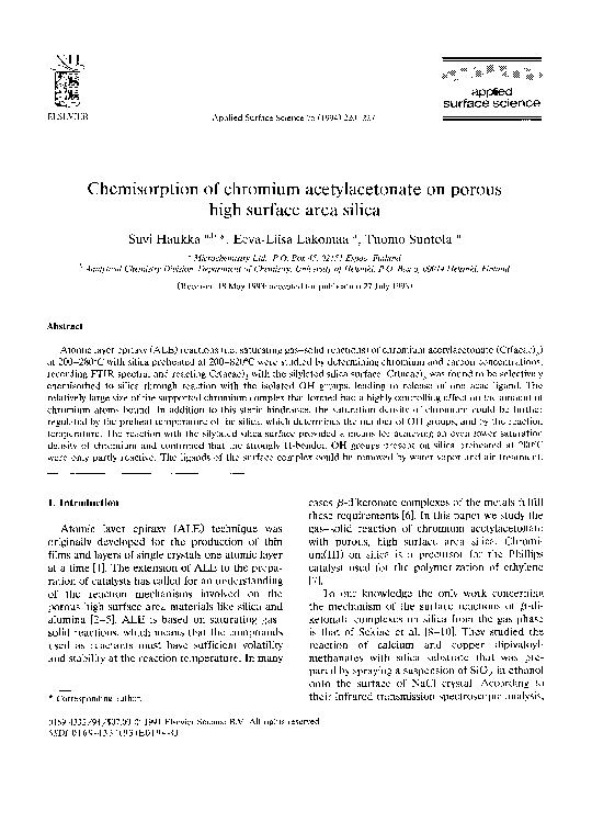 (PDF) Chemisorption of chromium acetylacetonate on porous high surface ...