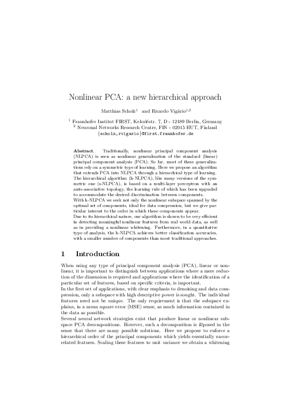 (PDF) Nonlinear PCA: a new hierarchical approach