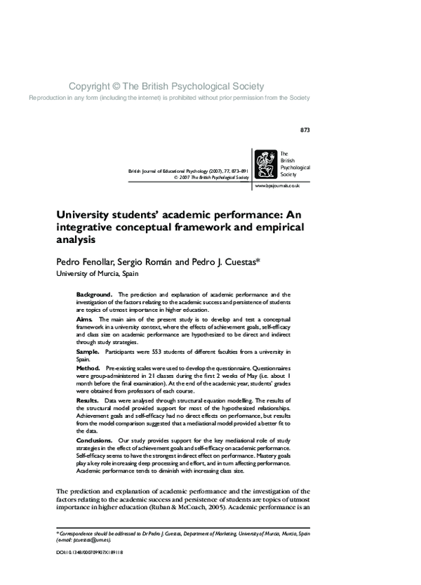 (PDF) University students' academic performance: An integrative ...