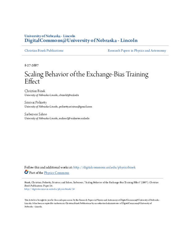 (PDF) Scaling behavior of the exchange-bias training effect