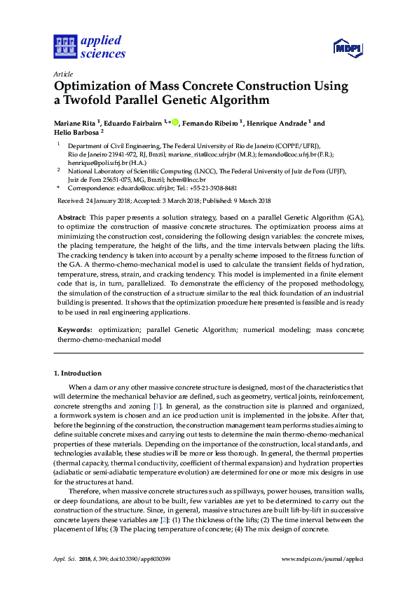 (PDF) Optimization of mass concrete construction using genetic algorithms