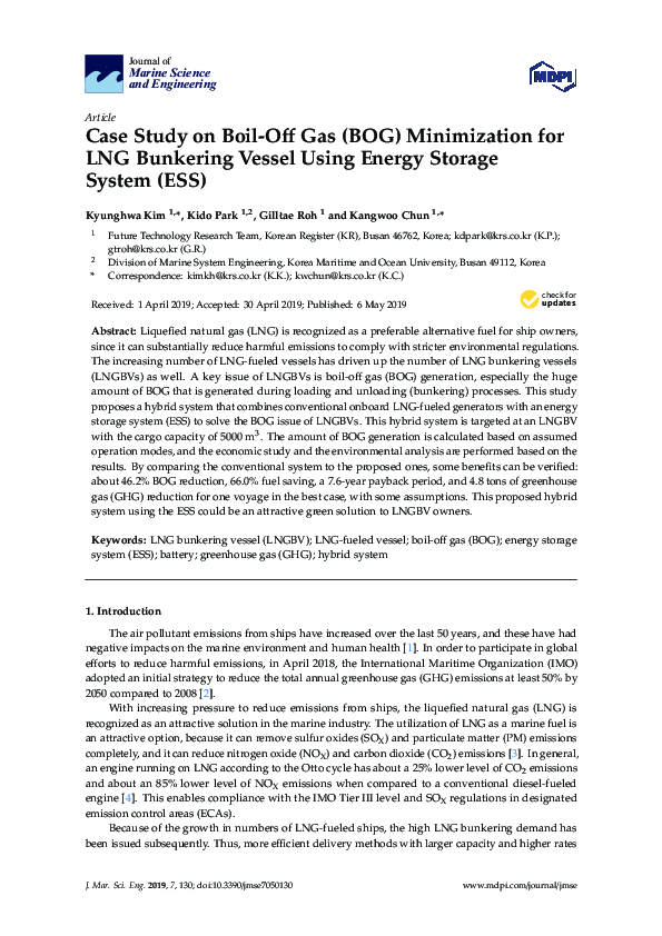 (PDF) Case Study on Boil-Off Gas (BOG) Minimization for LNG Bunkering ...