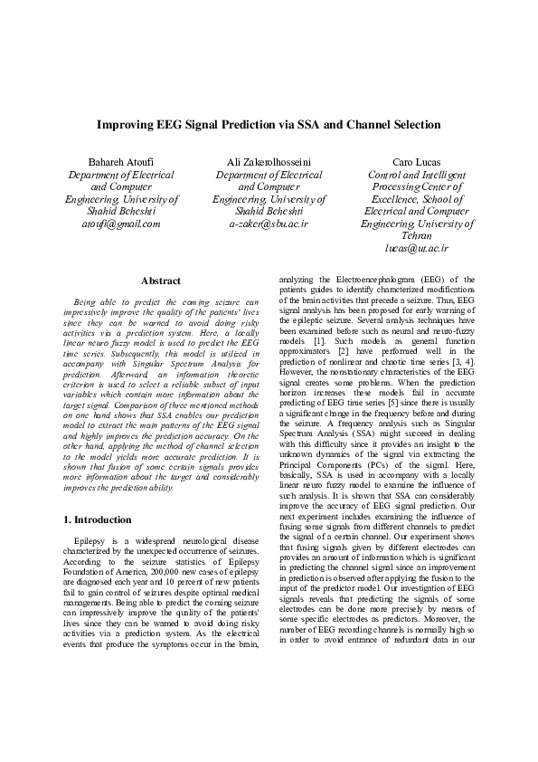 (PDF) Improving EEG signal prediction via SSA and channel selection | Ali Zakerolhosseini ...