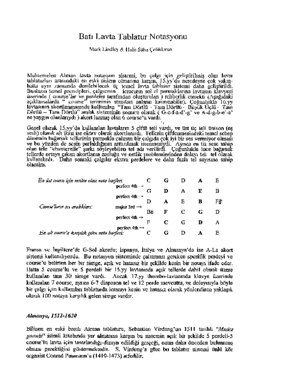(PDF) Batı Lavta Tablatur Notasyonu (Turkish)