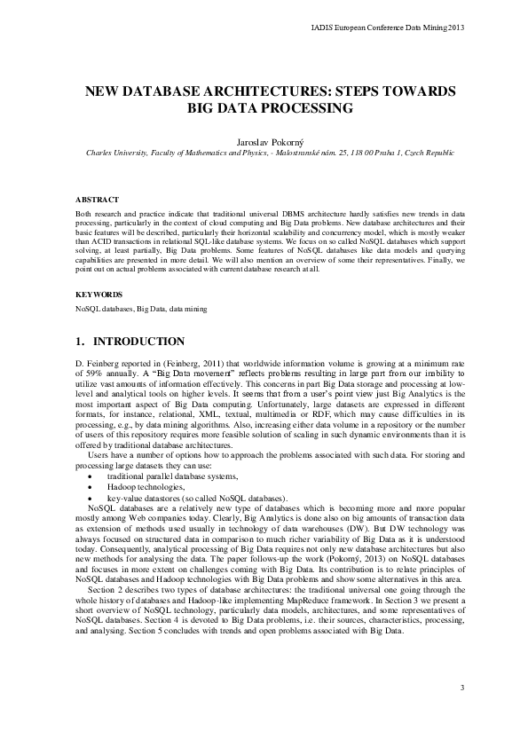 (PDF) New Database Architectures: Steps Towards Big Data Processing
