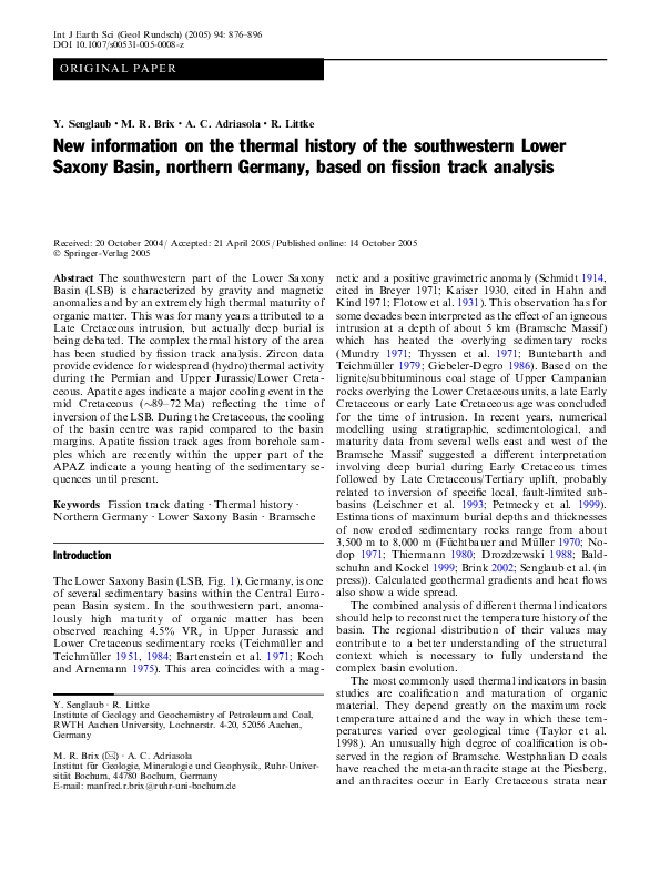 (PDF) New information on the thermal history of the southwestern Lower ...