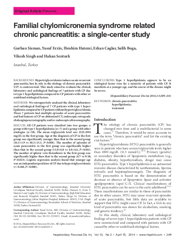 (PDF) Familial chylomicronemia syndrome related chronic pancreatitis: a ...