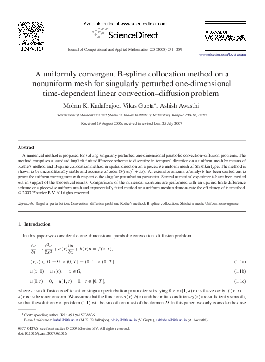(PDF) A uniformly convergent B-spline collocation method on a nonuniform mesh for singularly ...