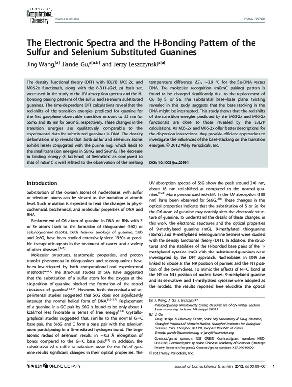 (PDF) The electronic spectra and the H-bonding pattern of the sulfur ...