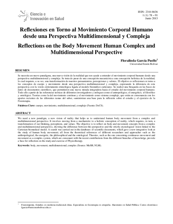 (PDF) Reflexiones en Torno al Movimiento Corporal Humano desde una ...