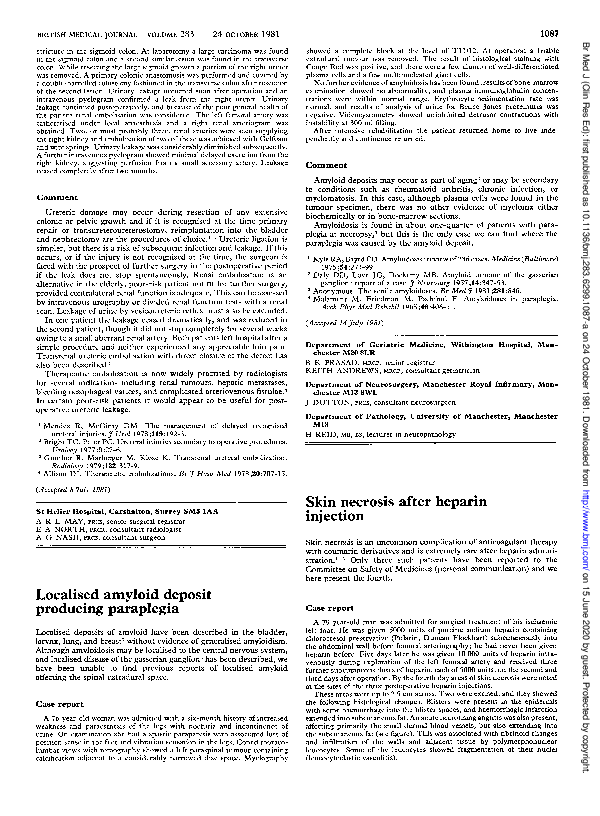 (PDF) Skin necrosis after heparin injection