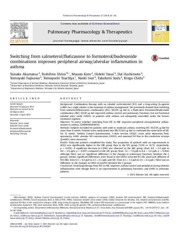 (PDF) Switching from salmeterol/fluticasone to formoterol/budesonide ...