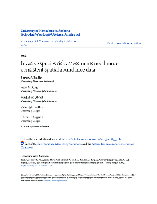 (PDF) Invasive species risk assessments need more consistent spatial ...