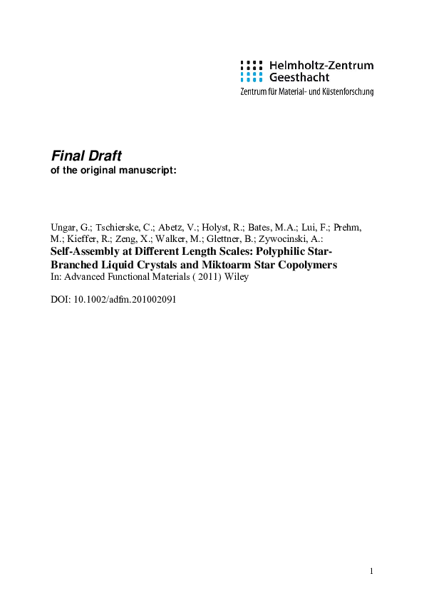 (PDF) Self-Assembly at Different Length Scales: Polyphilic Star ...