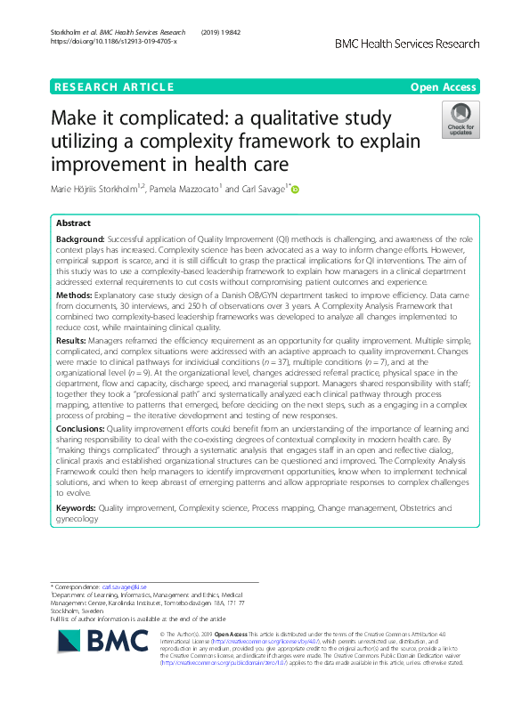(PDF) Make it complicated: a qualitative study utilizing a complexity ...