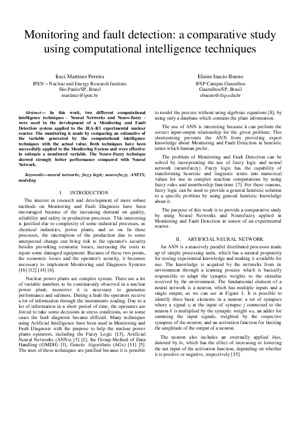 (PDF) Monitoring and fault detection: a comparative study using ... (PDF) Monitoring and fault detection: a comparative study using ...