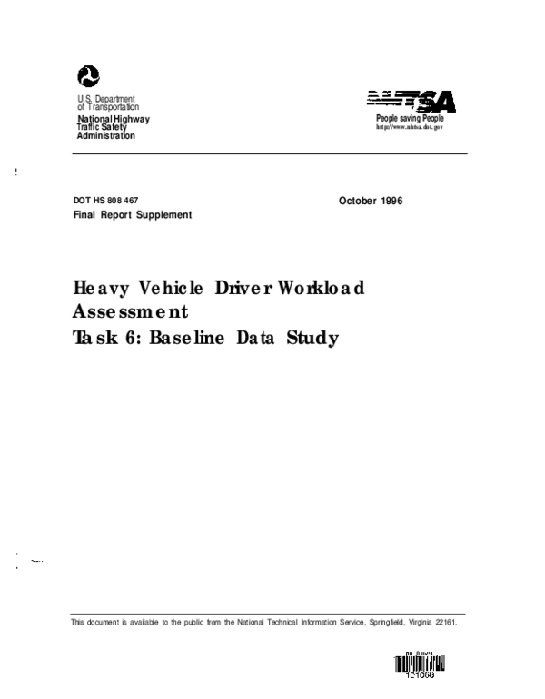 (PDF) Heavy Vehicle Driver Workload Assessment: Task 6: Baseline Data Study