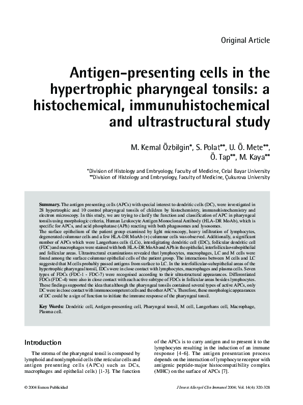 (PDF) Antigen-presenting cells in the hypertrophic pharyngeal tonsils: a histochemical ...