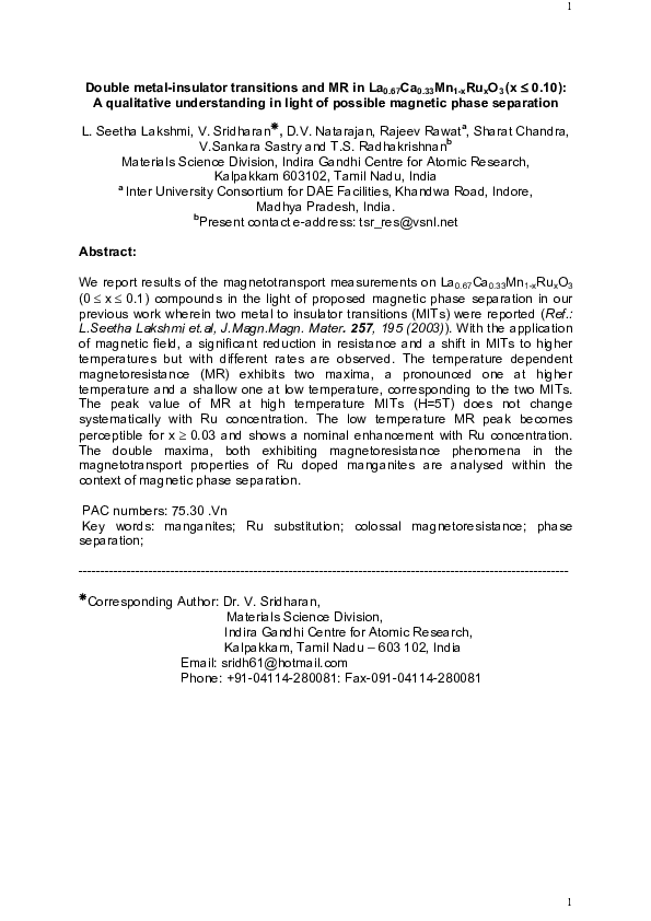 (PDF) Double metal-insulator transitions and MR in La0. 67Ca0. 33Mn1 ...