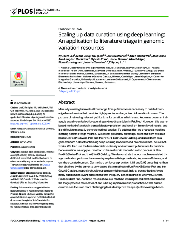 (PDF) Scaling up data curation using deep learning: An application to literature triage in ...