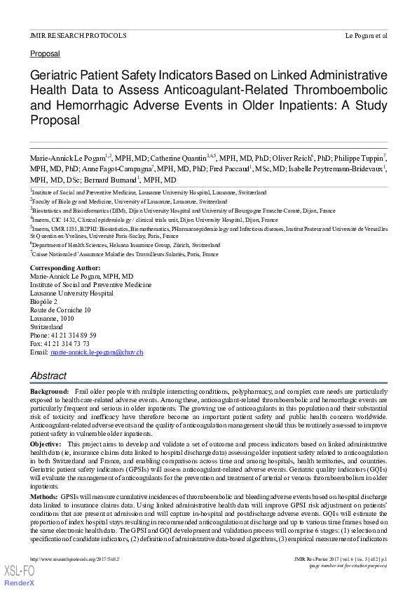 (PDF) Geriatric Patient Safety Indicators Based on Linked ...