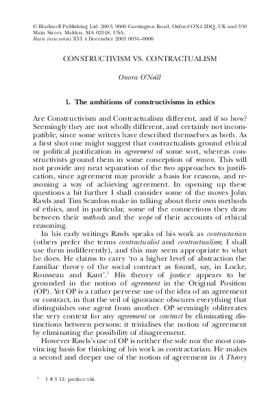 (PDF) Constructivism VS. Contractualism