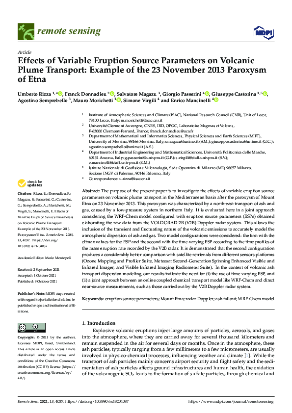 (PDF) Effects of Variable Eruption Source Parameters on Volcanic Plume ...