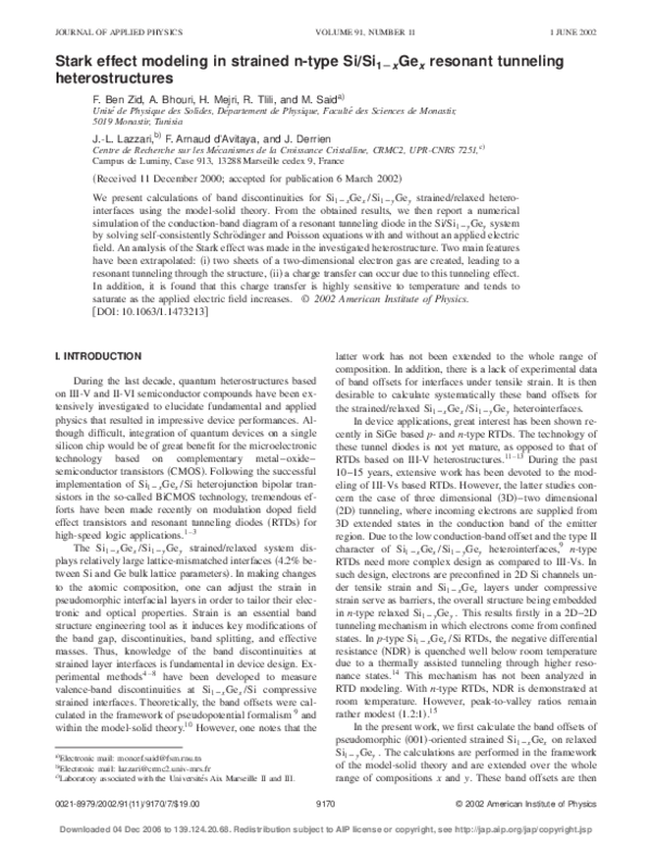 (PDF) Stark effect modeling in strained n-type Si/Si[sub 1−x]Ge[sub x ...
