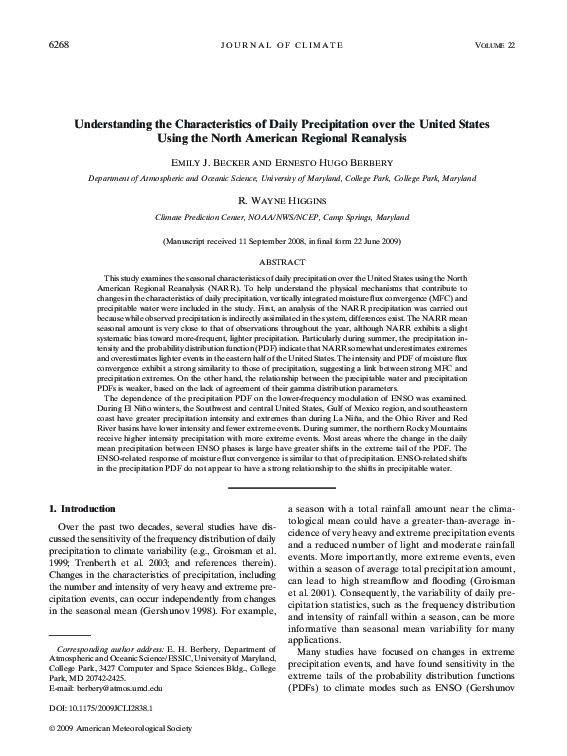 (PDF) Understanding the Characteristics of Daily Precipitation over the ...